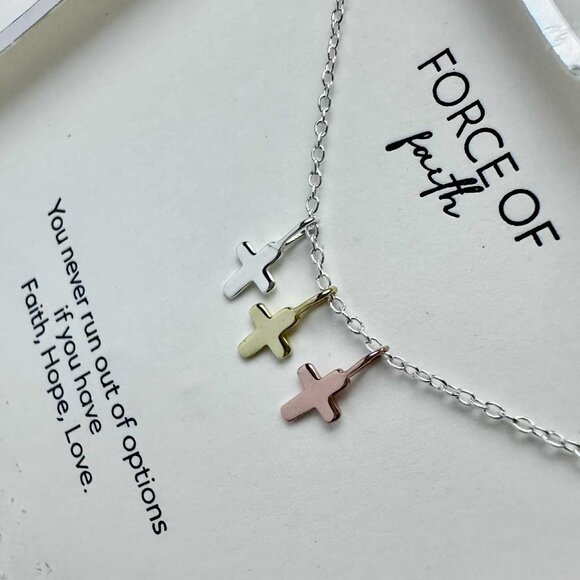 Target | Jewelry | Force Of Faith Sterling Silver Tricolor Cross ...